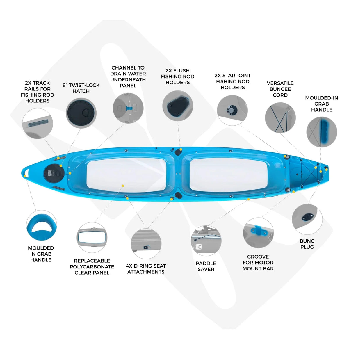 Transparent Kayaks, Clear-Bottom, ClearView 3 Double Kayak l Bay Sports