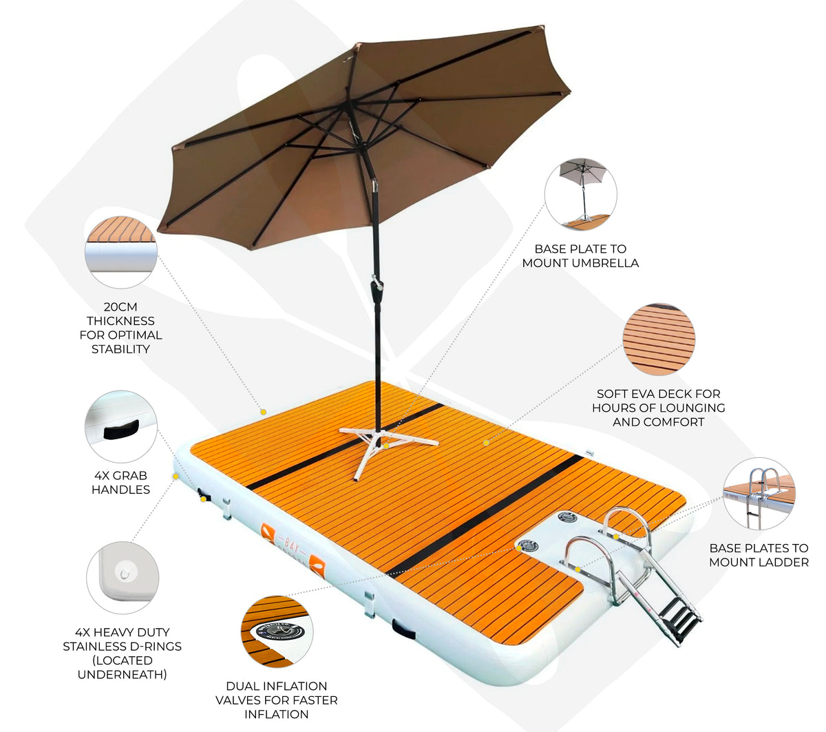 Inflatable Floating Dock, Air Pontoon & Swimming Platform I Bay Sports
